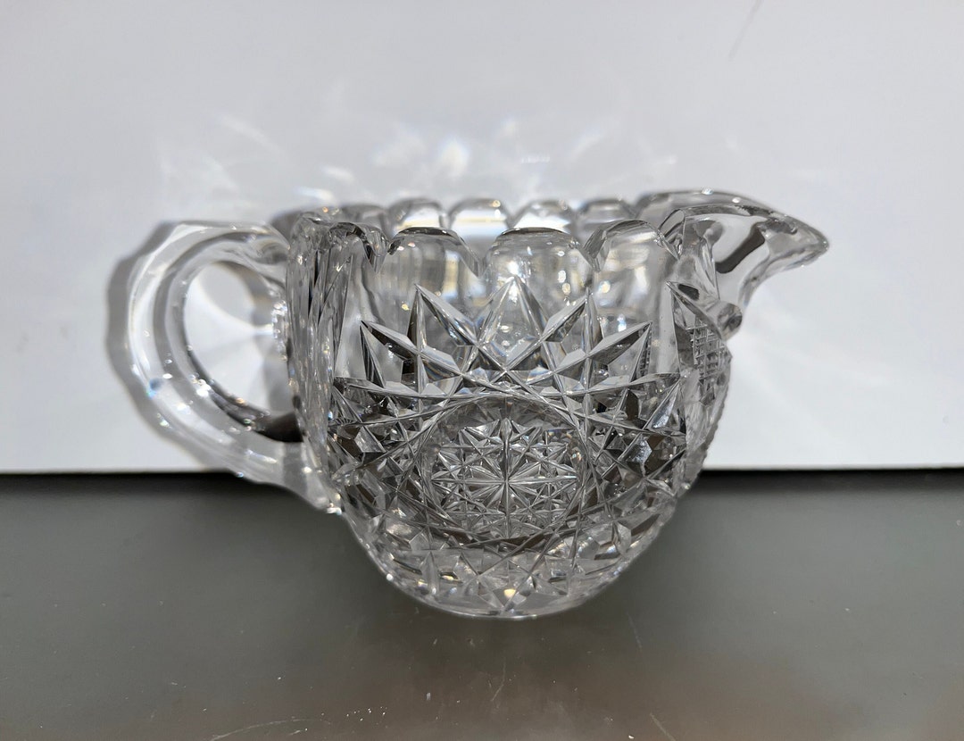 Antique American Brilliant Glass Cream Pitcher, ABP Cut Glass Small ...