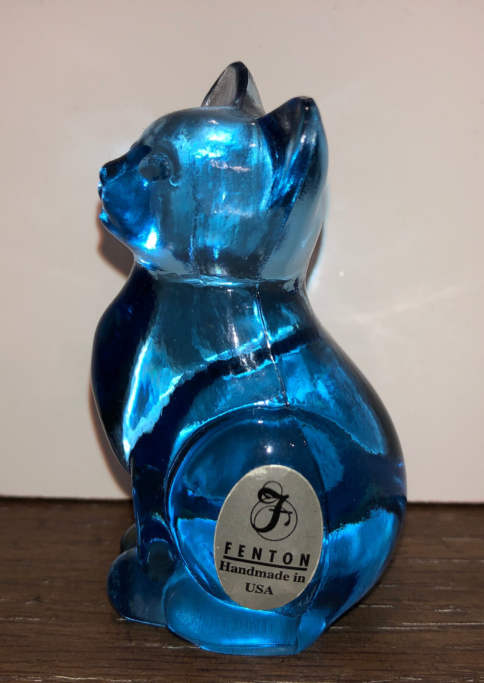 Fenton Little Light Blue Cat Figure Vintage Signed Fenton Lt | Etsy