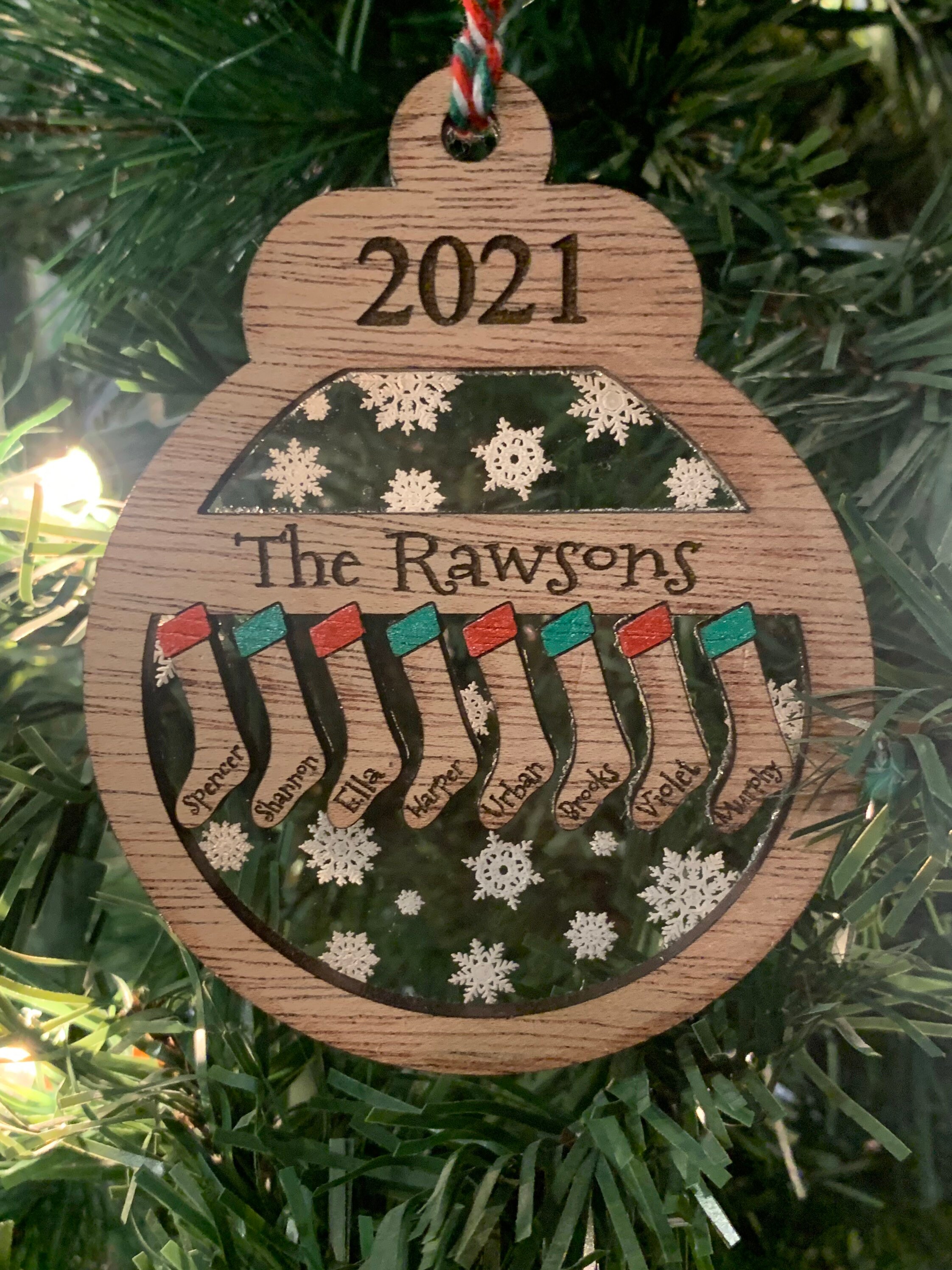 Personalized Family Stocking Christmas Ornament - Etsy