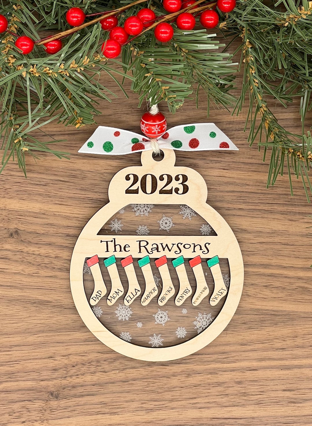Personalized Family Stocking Christmas Ornament - Etsy