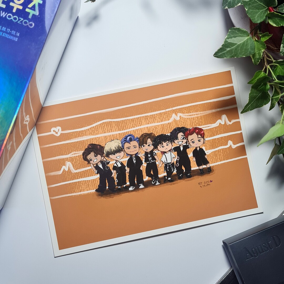 BTS Butter Chibi Art Print, Archive Quality, Kpop Illustration, Bangtan ...