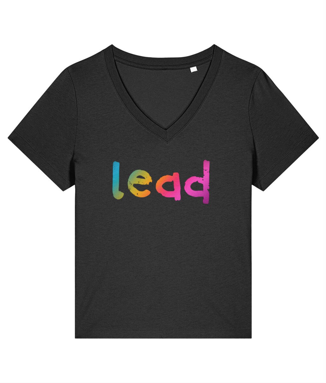 V Neck Women's Fit LEAD SINGER Rainbow Print Tshirt, Organic Cotton ...