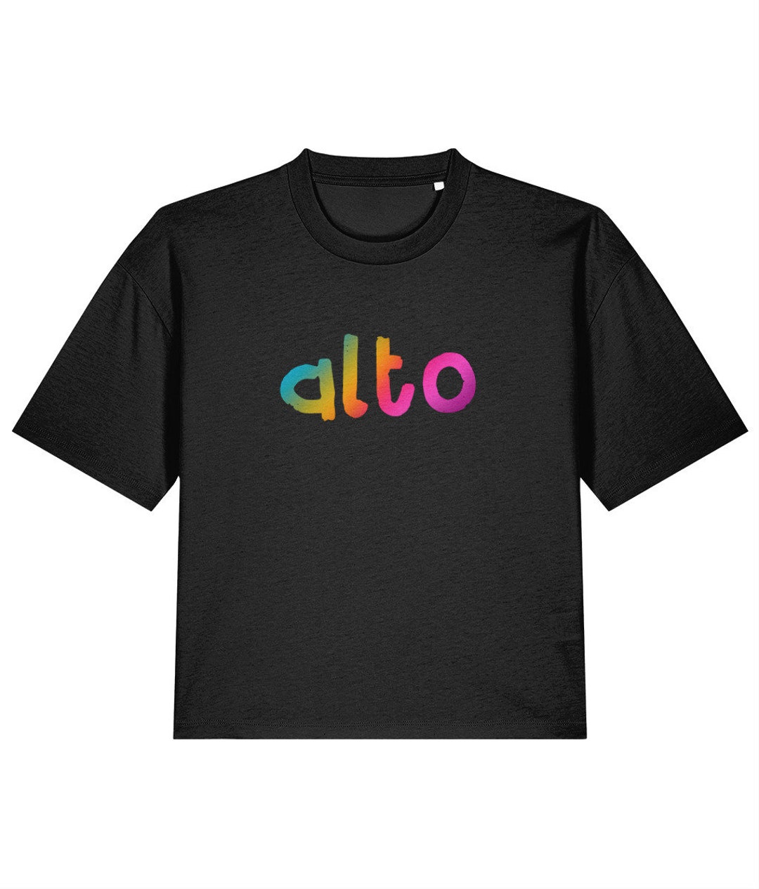 Boxy Loose Fit ALTO SINGER Rainbow Print Tshirt, Organic Cotton Choir ...