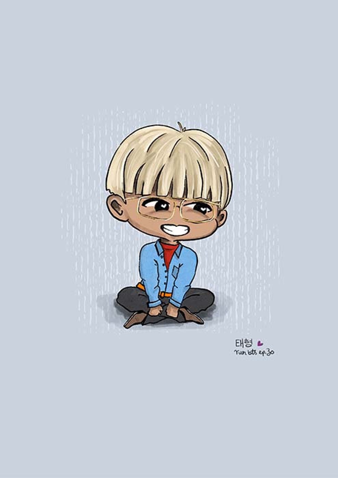 V Run BTS Chibi Art Print Archive Quality Taehyung BTS - Etsy