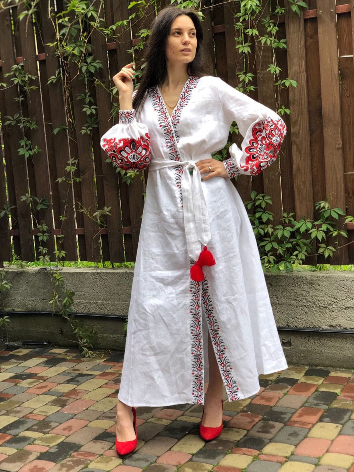 Embroidered women boho dress white wedding ethnic dress for | Etsy