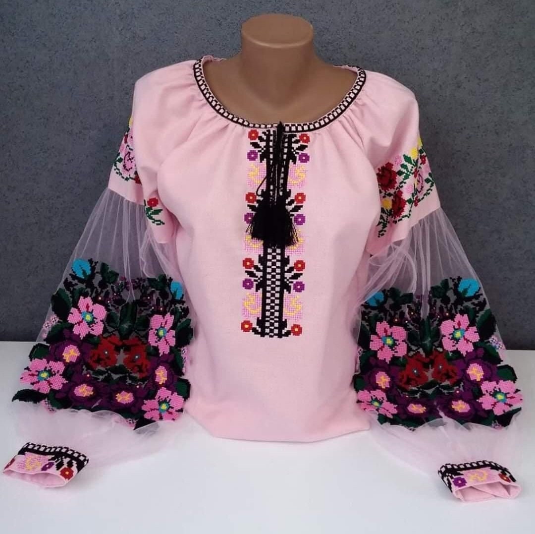 Pink Embroidered Blouse With Floral Design Summer Blouse With Floral ...