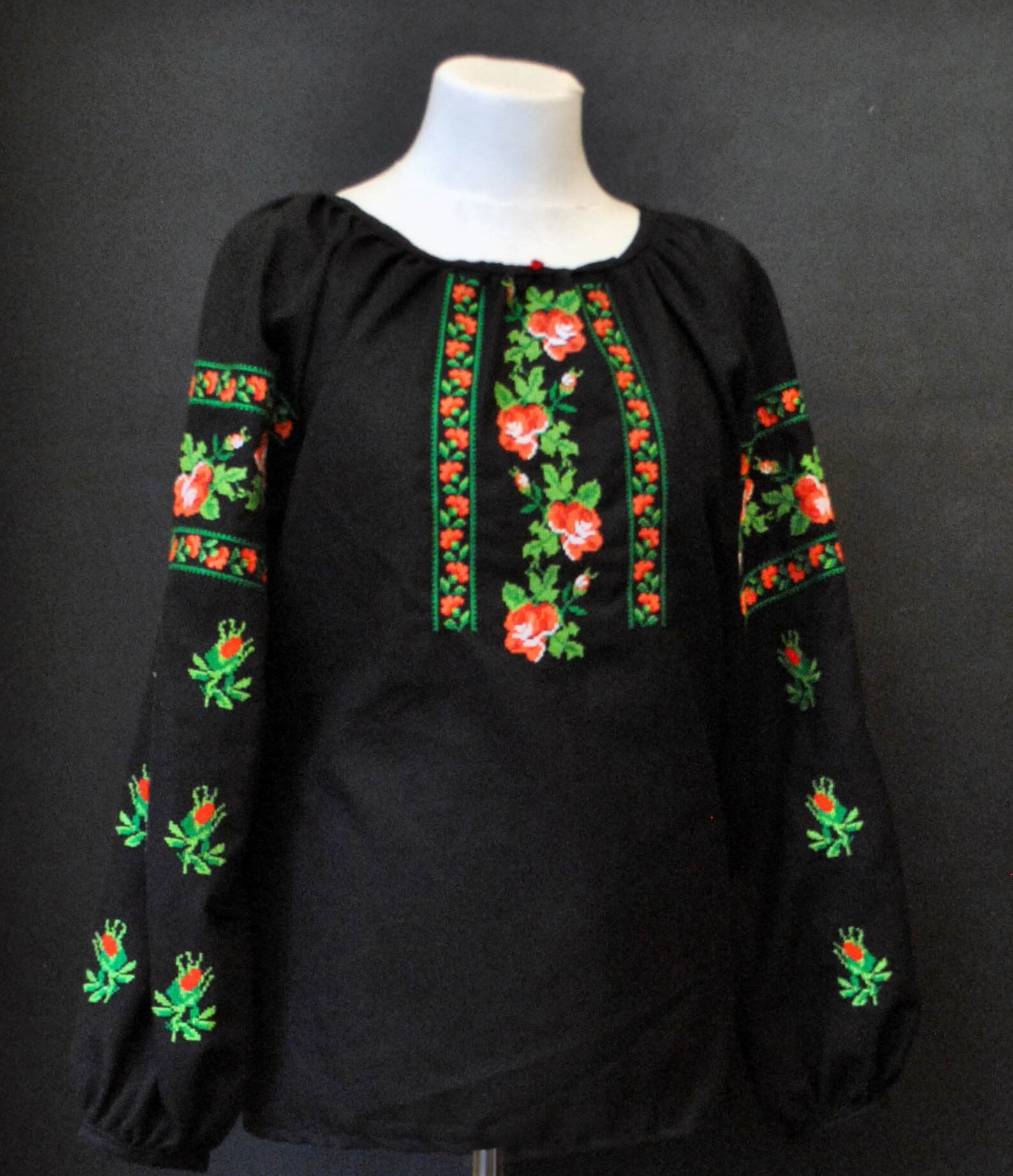 Elegant Embroidered Blouse Black Blouse Flowered Embroidery | Etsy