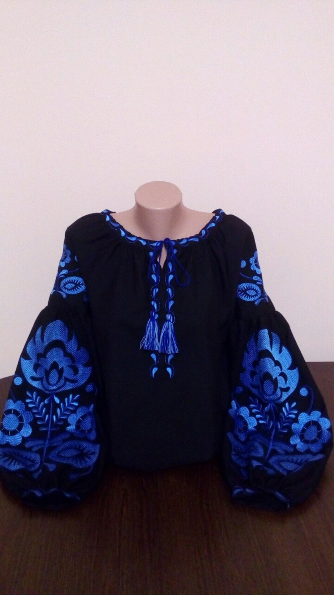 Stylish Embroidered Black Blouse With Navy Blue Embroidery for Women on ...