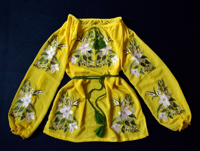 Bright Yellow Chiffon Embroidered Blouse Design for Women Embroidery ...