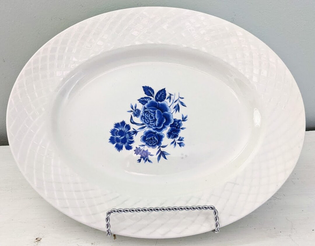 Vintage Blue Rose Ironstone Enoch Wedgwood tunstall Serving - Etsy