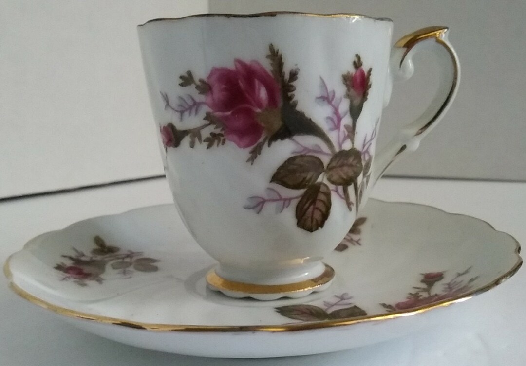 1950s Small Antique Demitase Teacup and Saucer Trimont Ware Japan Wild ...