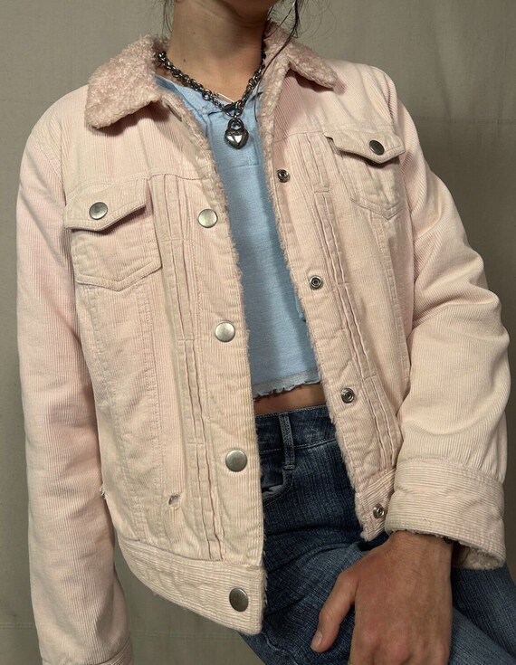 Y2K Reference Pink Corduroy Jacket Sherpa Fleece Line… - Gem