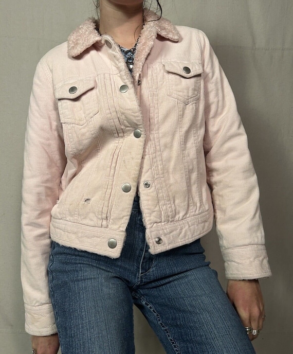 Y2K Reference Pink Corduroy Jacket Sherpa Fleece Line… - Gem