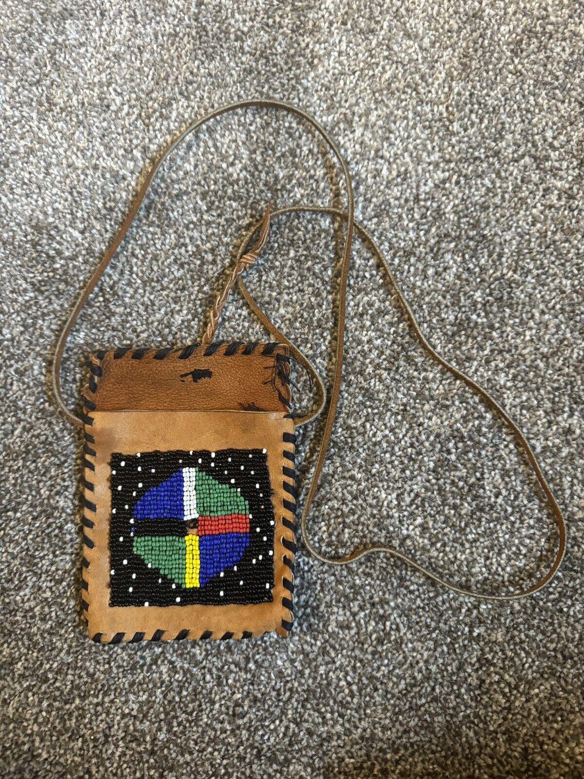 Vintage Native American Beaded Leather Pouch - Etsy