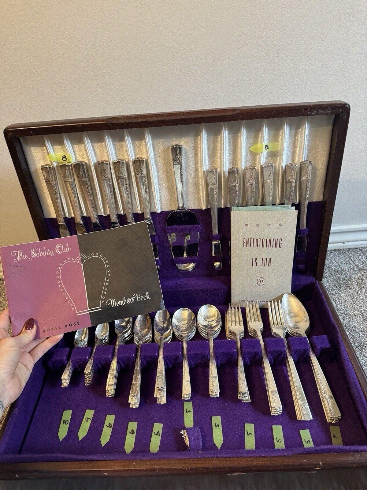 Vintage Nobility Set Silver Flatware Silverware Royal Rose Flatware Set ...