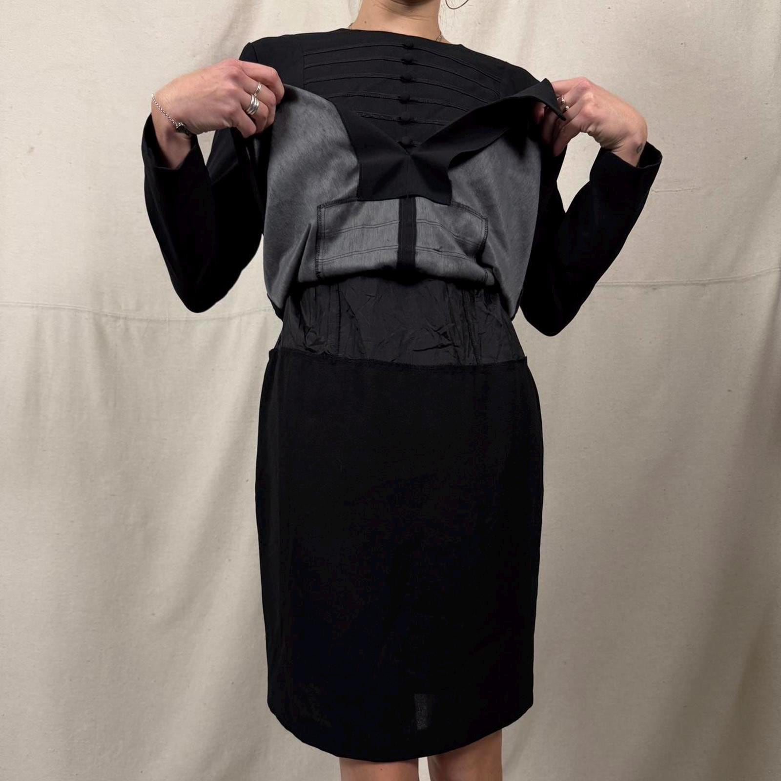 Vintage Maranna Black Dress Structured Fit Decorative Pintuck Button ...