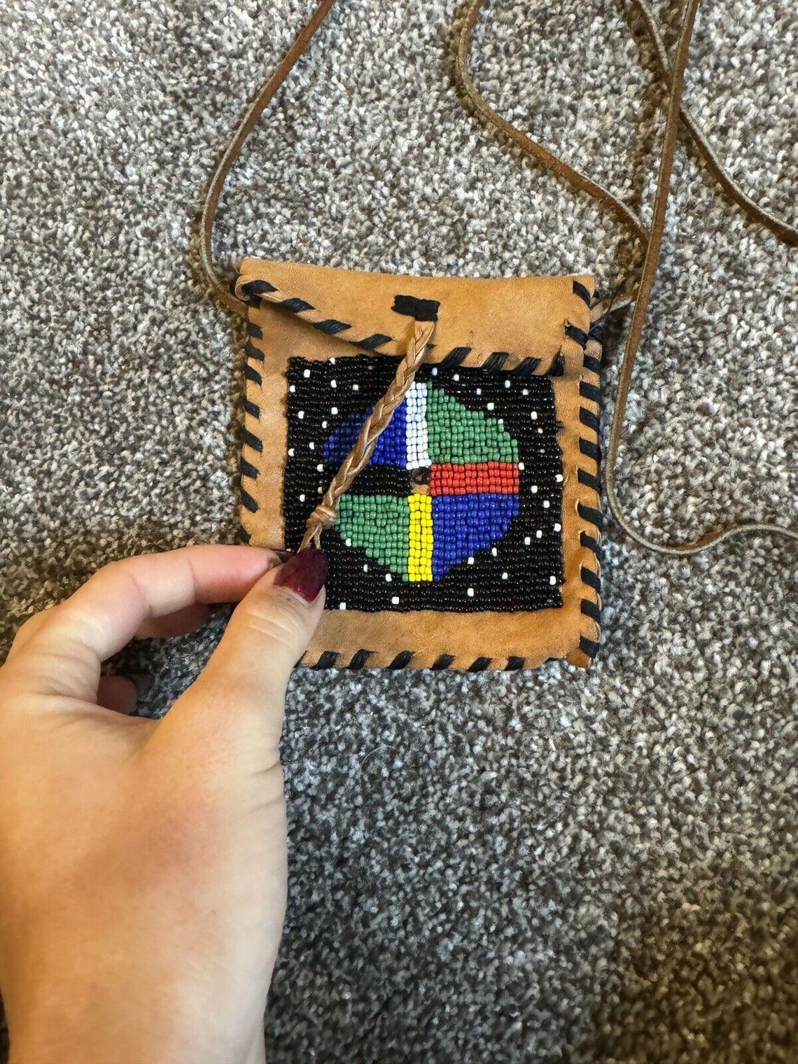 Vintage Native American Beaded Leather Pouch - Etsy