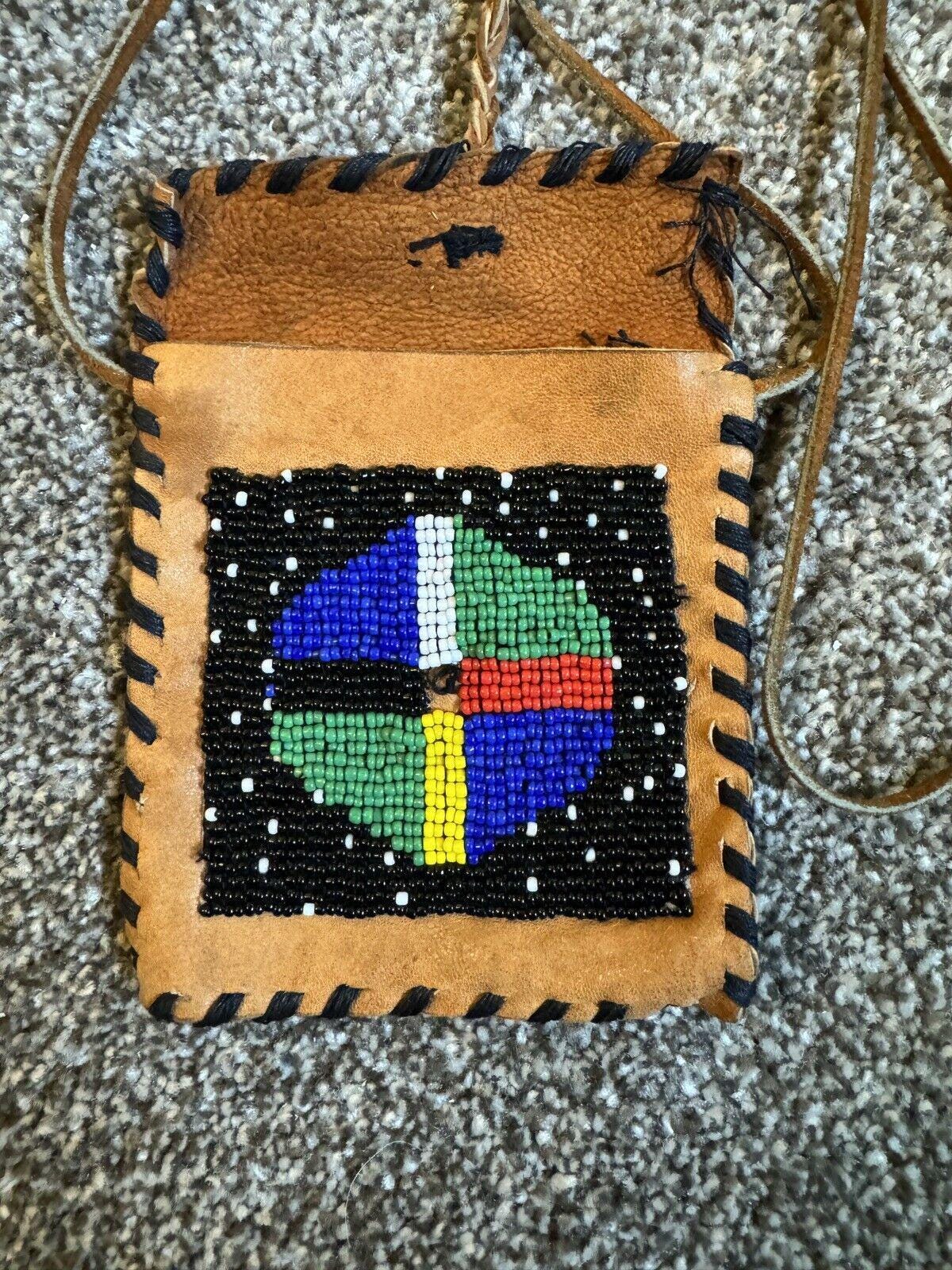 Vintage Native American Beaded Leather Pouch - Etsy