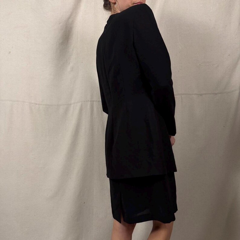 Vintage Maranna Black Dress Structured Fit Decorative Pintuck Button ...