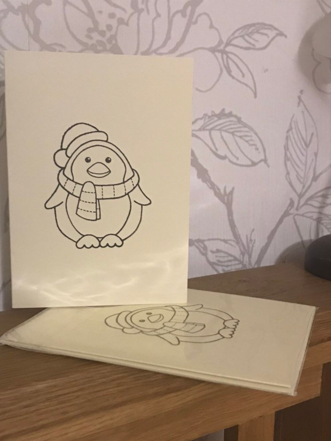 Handmade Penguin Stamped Christmas Cards X 6. Colour Your Own - Etsy