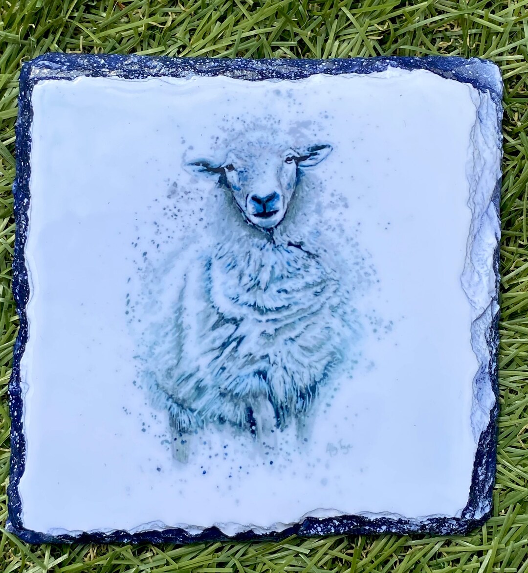 Hand Drawn Sheep Coaster. Cork Backed or Slate Available - Etsy