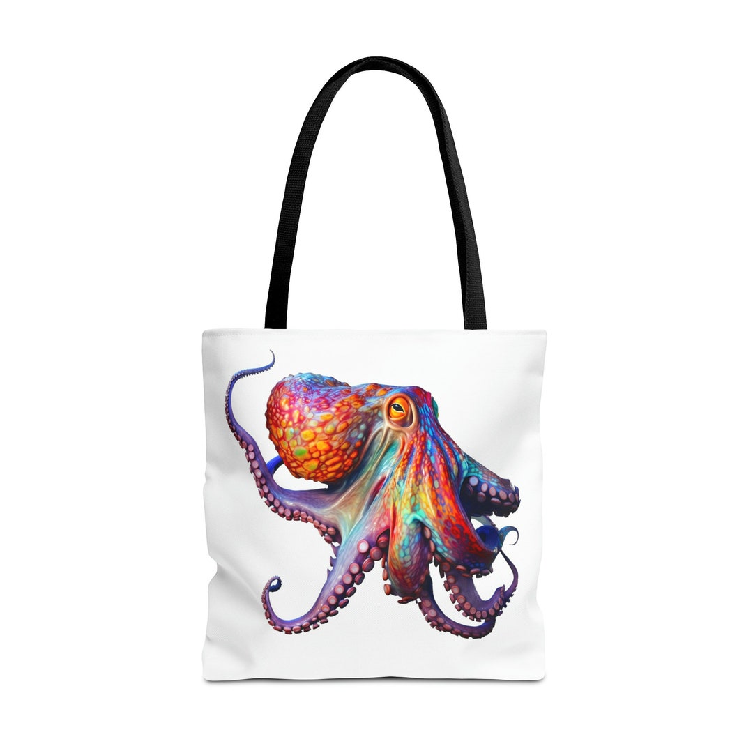 Octopus Tote Bag (AOP) Colorful, Octopus Lover, Ocean Animal, Art Print ...