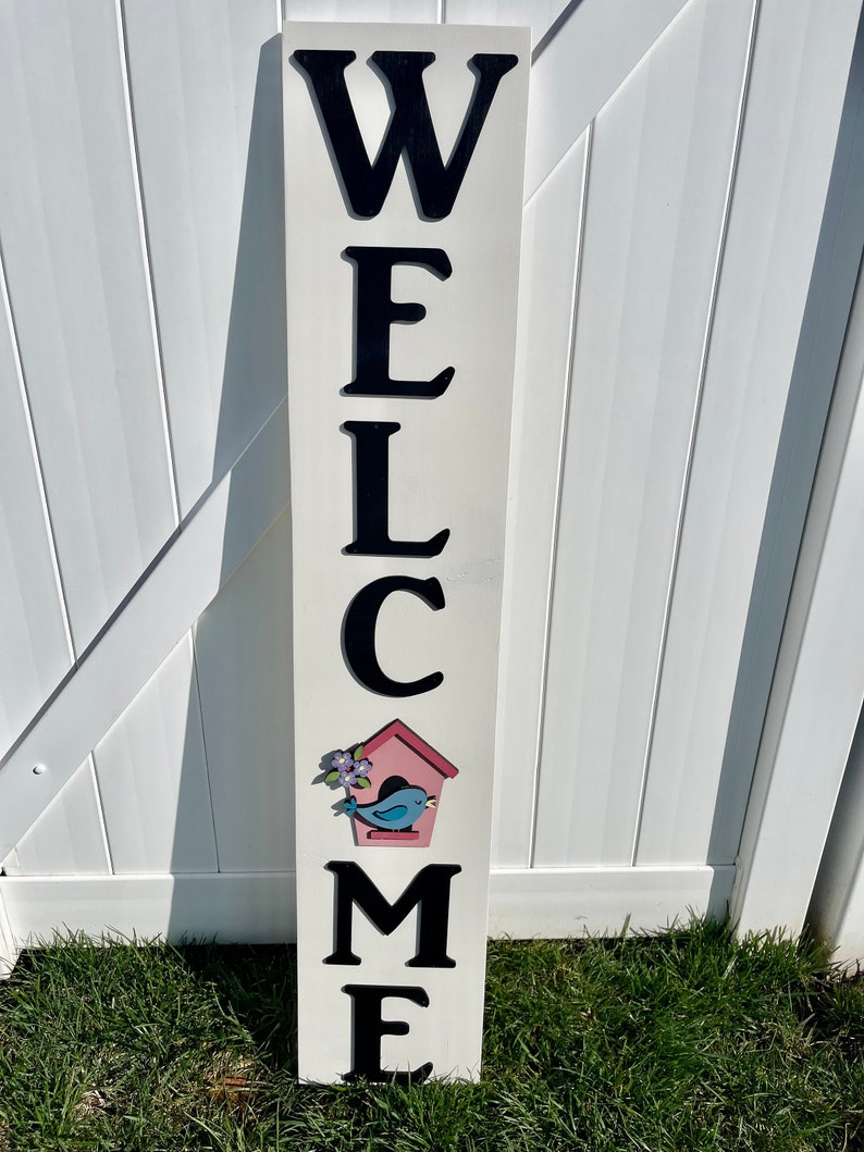 Welcome With Birdhouse Porch Sign I Front Porch Sign I Outdoor Porch ...