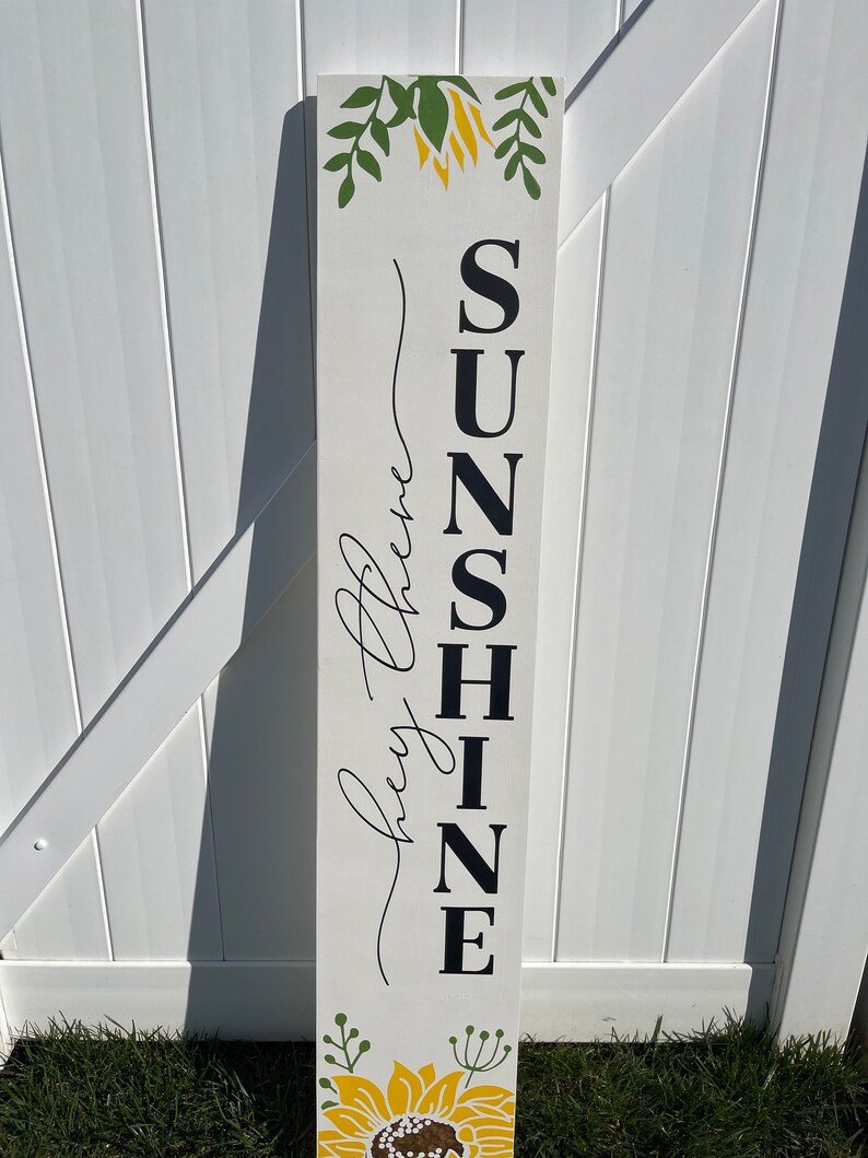 Sunflower Hey There Sunshine Porch Sign I Front Porch Sign I Outdoor ...