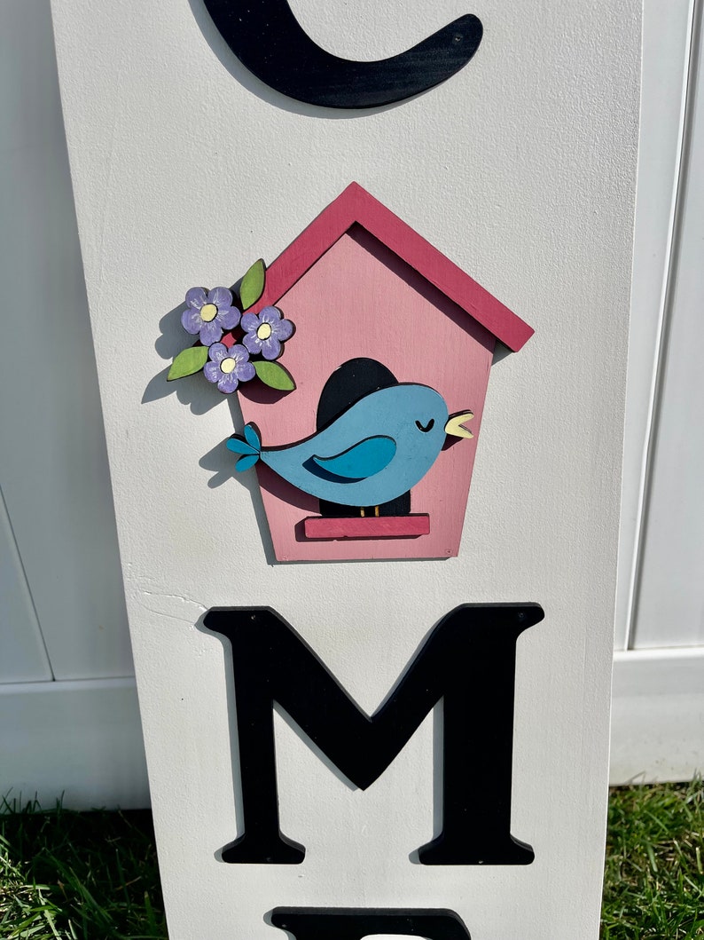 Welcome With Birdhouse Porch Sign I Front Porch Sign I Outdoor Porch ...
