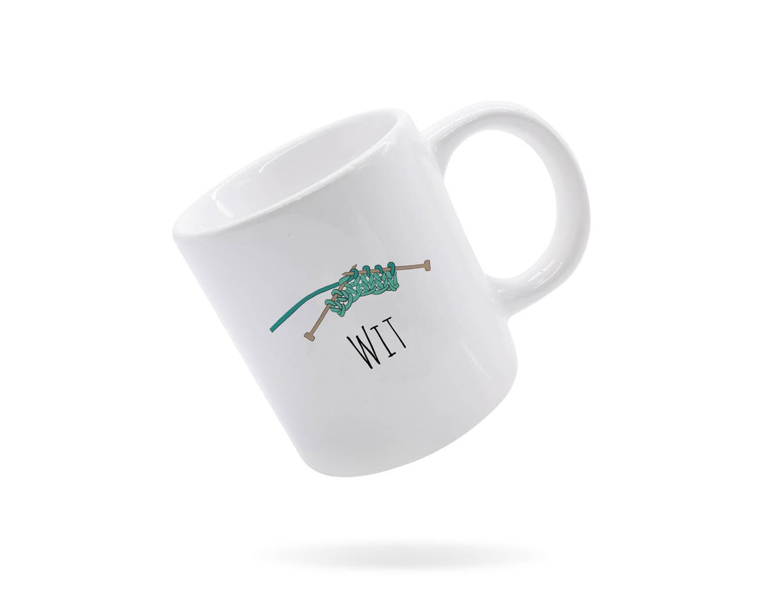 Knit Wit Mug, Cute Mug, Knit Wit, White Mug, 11oz Mug, Coffee Mug ...