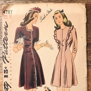 40s Simplicity 4787 Dress Pattern | Etsy