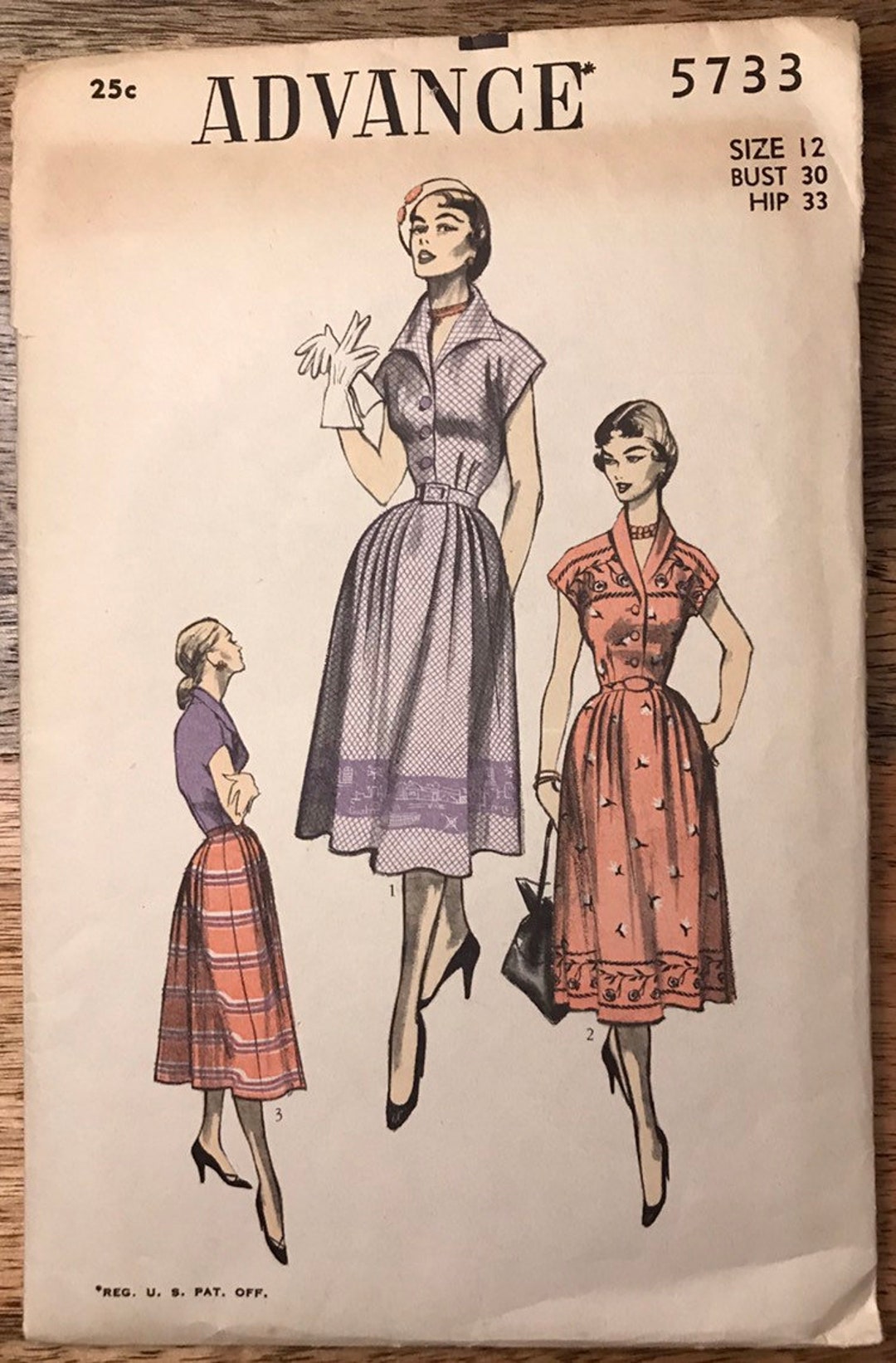 50s Advance 5733 Dress Pattern - Etsy