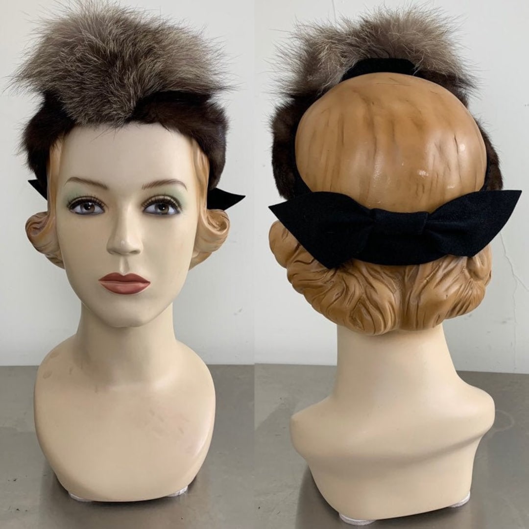 Vintage 40s Fox Fur Trim Hat With Back Bow - Etsy