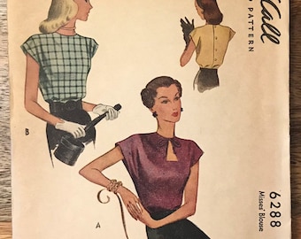 Simplicity 8736 40s Retro Blouses Sewing Pattern UNCUT - Etsy