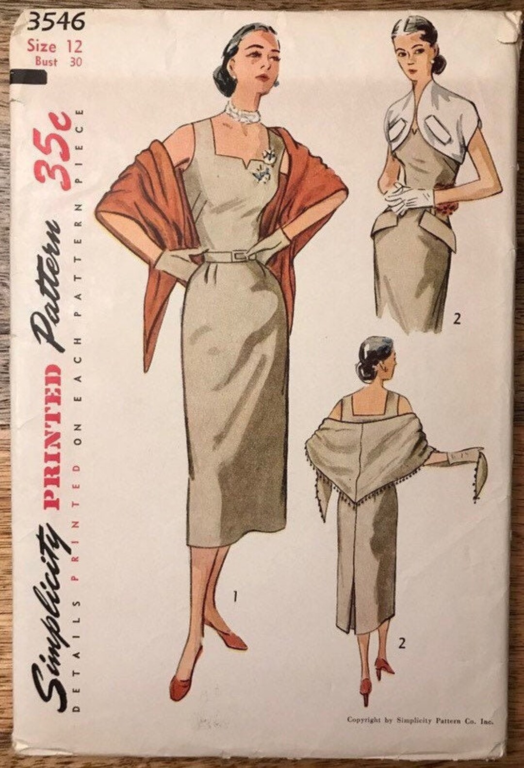 50s Simplicity 3546 Dress Bolero Pattern - Etsy