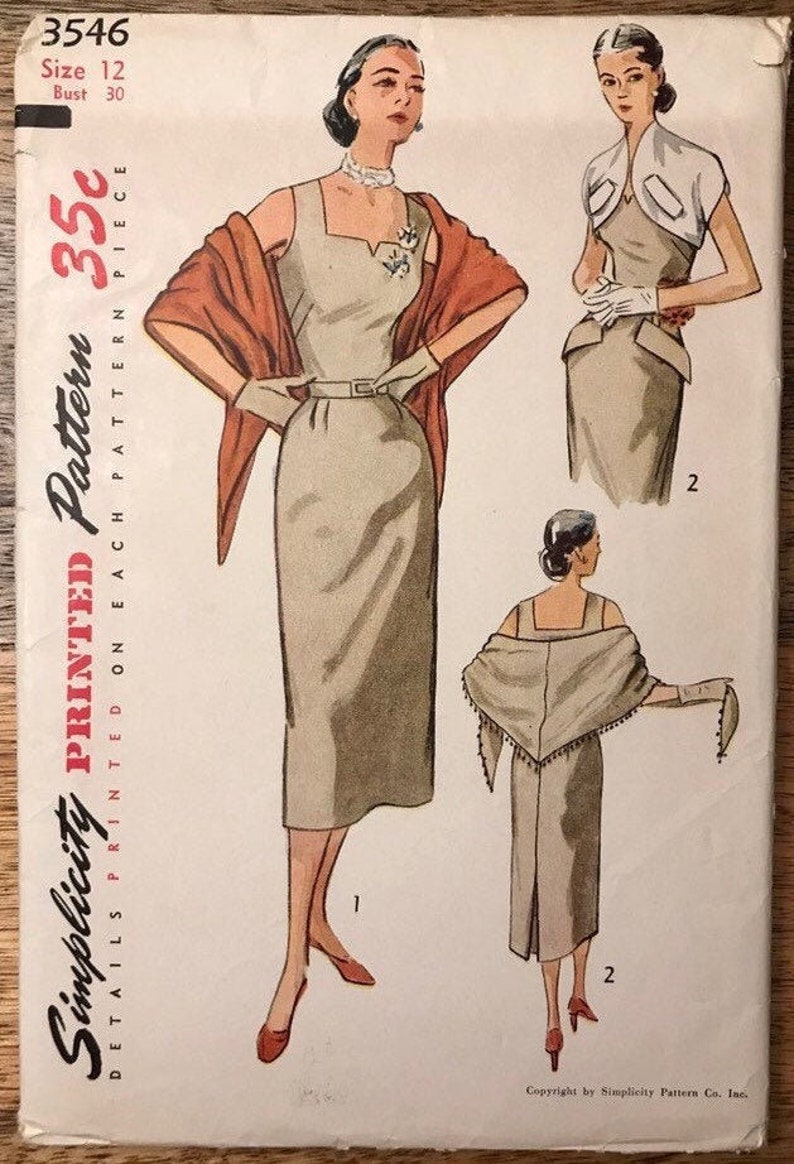 50s Simplicity 3546 Dress Bolero Pattern - Etsy