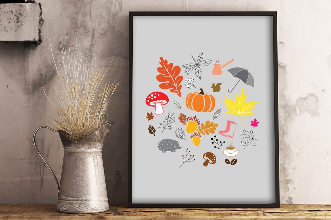 Autumn Wall Decor, Fall Decor Printable, Pumpkin, Printable Wall Art ...