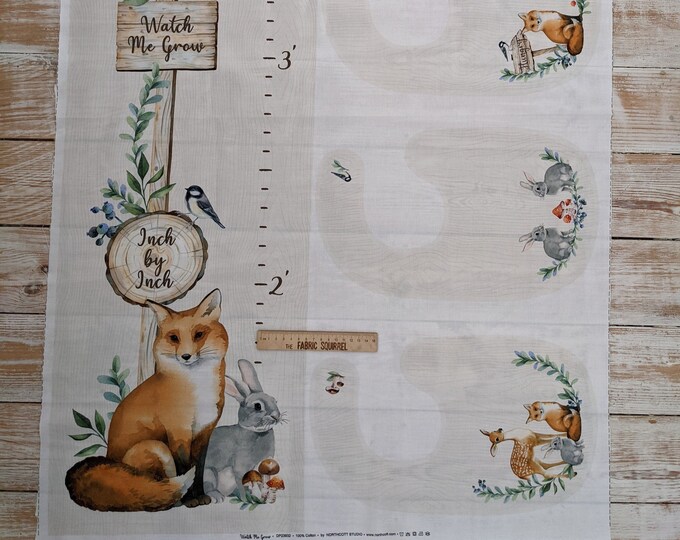 Baby Growth Chart Panel - Watch Me Grow Fabric Panel - Woodland Growth ...