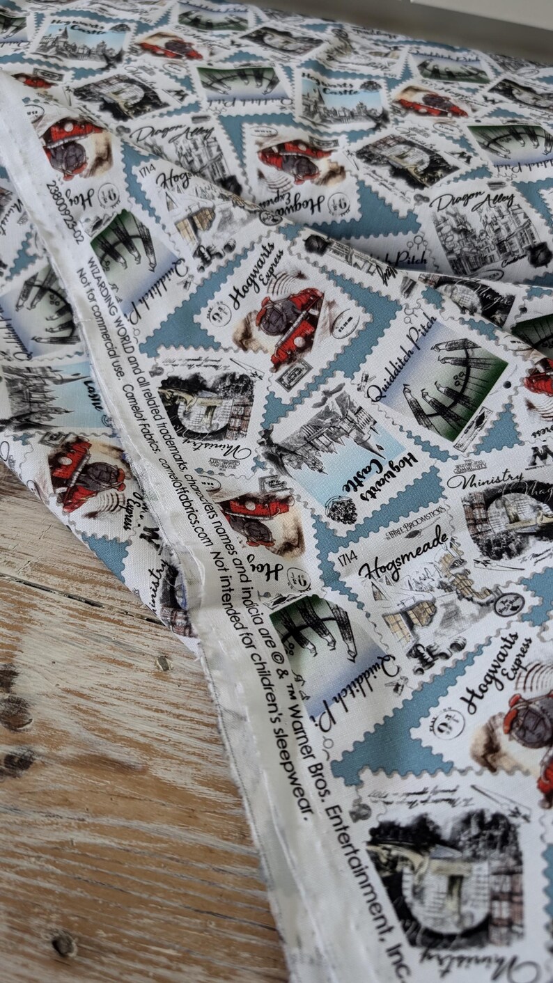 Harry Potter Postcard / Stamp Fabric - Hogwarts Quilting Cotton ...