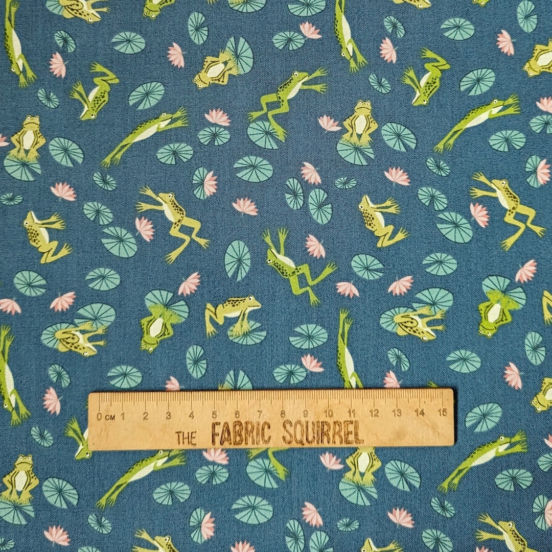 Frogs Fabric on the Lake by Lewis and Irene Lily Flower and Lily Pads ...