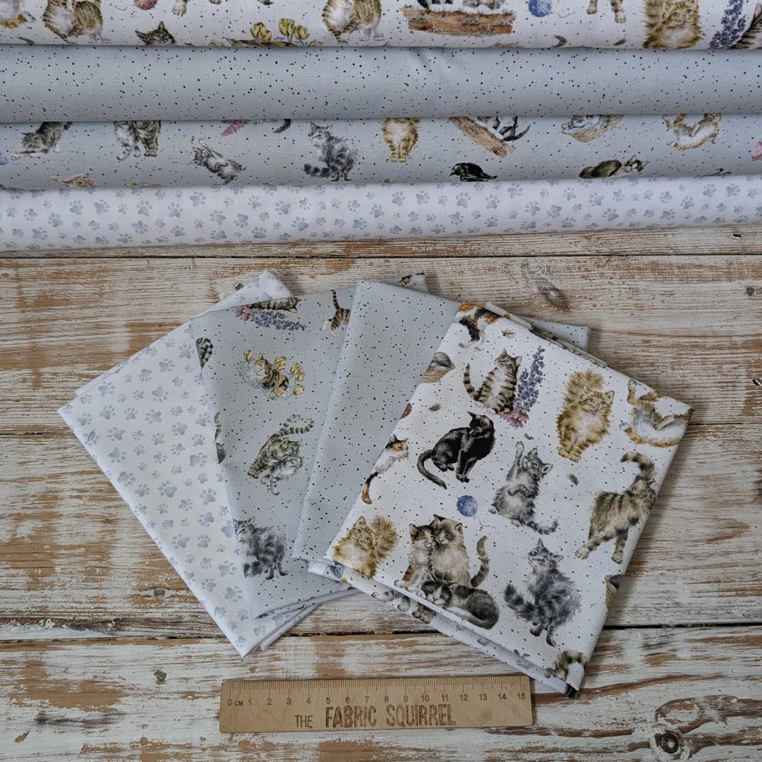 Wrendale Cat Fabric - Whiskers and Paws Material - Hannah Dale's ...