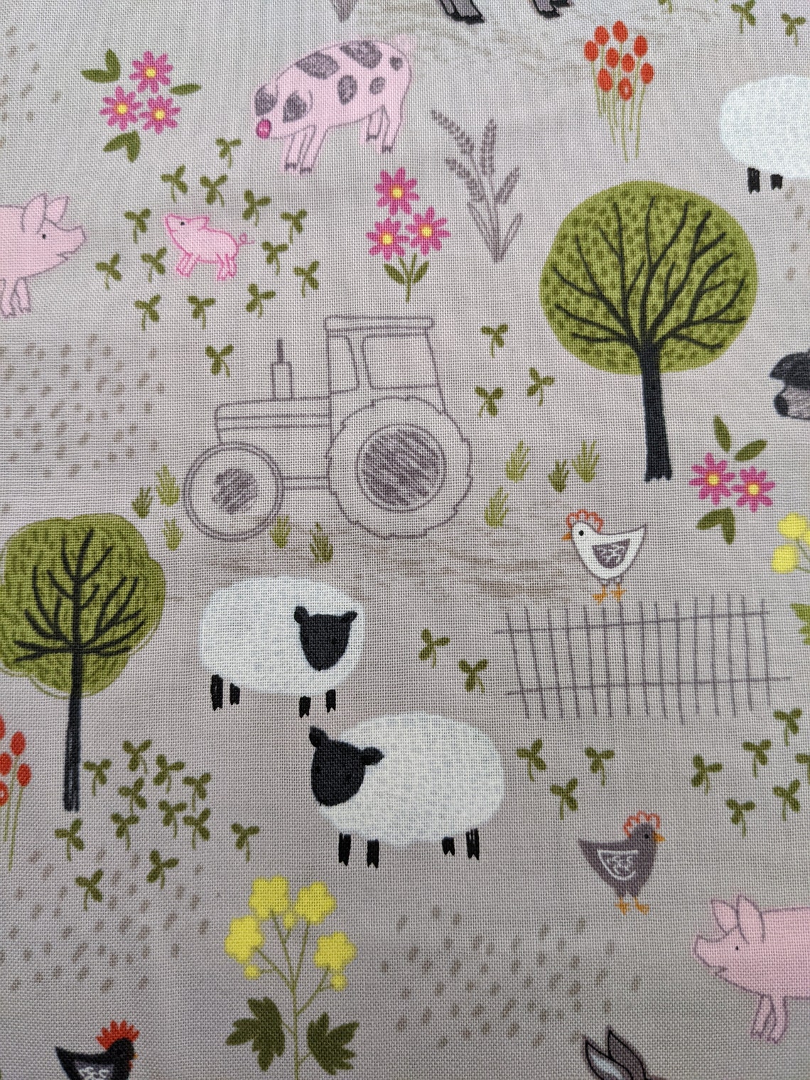 Farmyard Fabric Tractor Material Piggy Tales From Lewis - Etsy UK