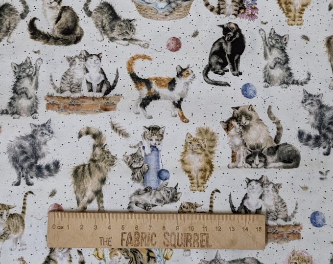 Wrendale Cat Fabric - Whiskers and Paws Material - Hannah Dale's ...