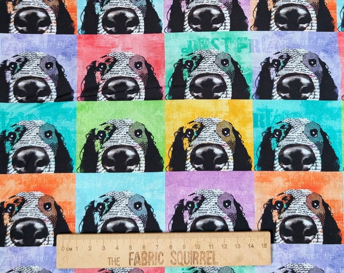 Pup Art Fabric - Raise the Woof by 3 Wishes Fabrics - Spaniel Abstract ...
