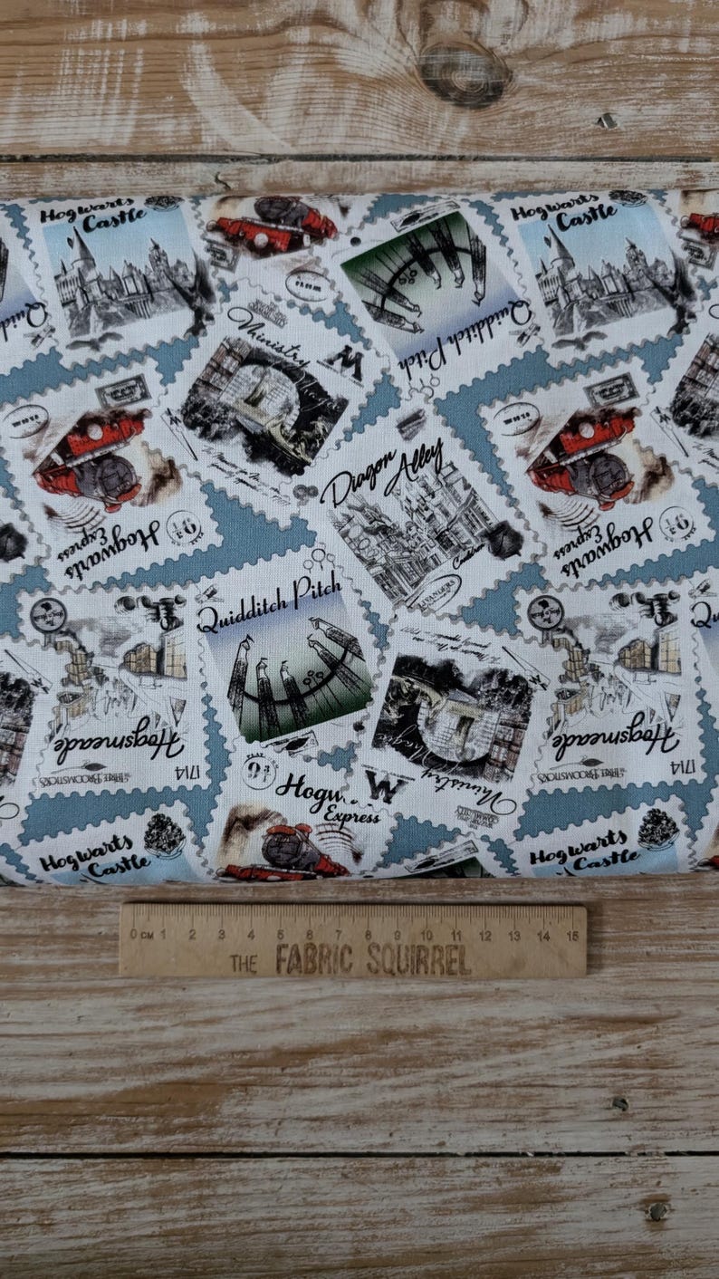 Harry Potter Postcard / Stamp Fabric - Hogwarts Quilting Cotton ...