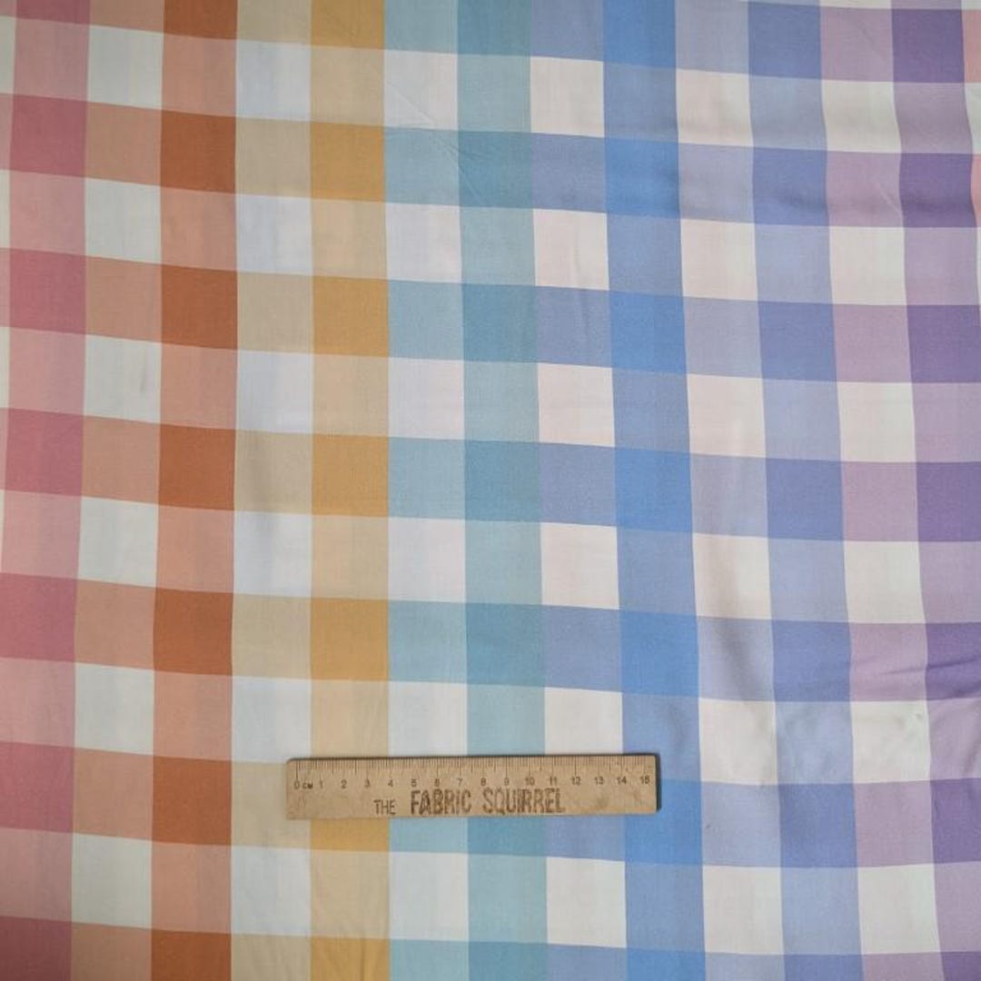 Large Rainbow Gingham Viscose Fabric - Pastel Gingham by the Crafty Pie ...