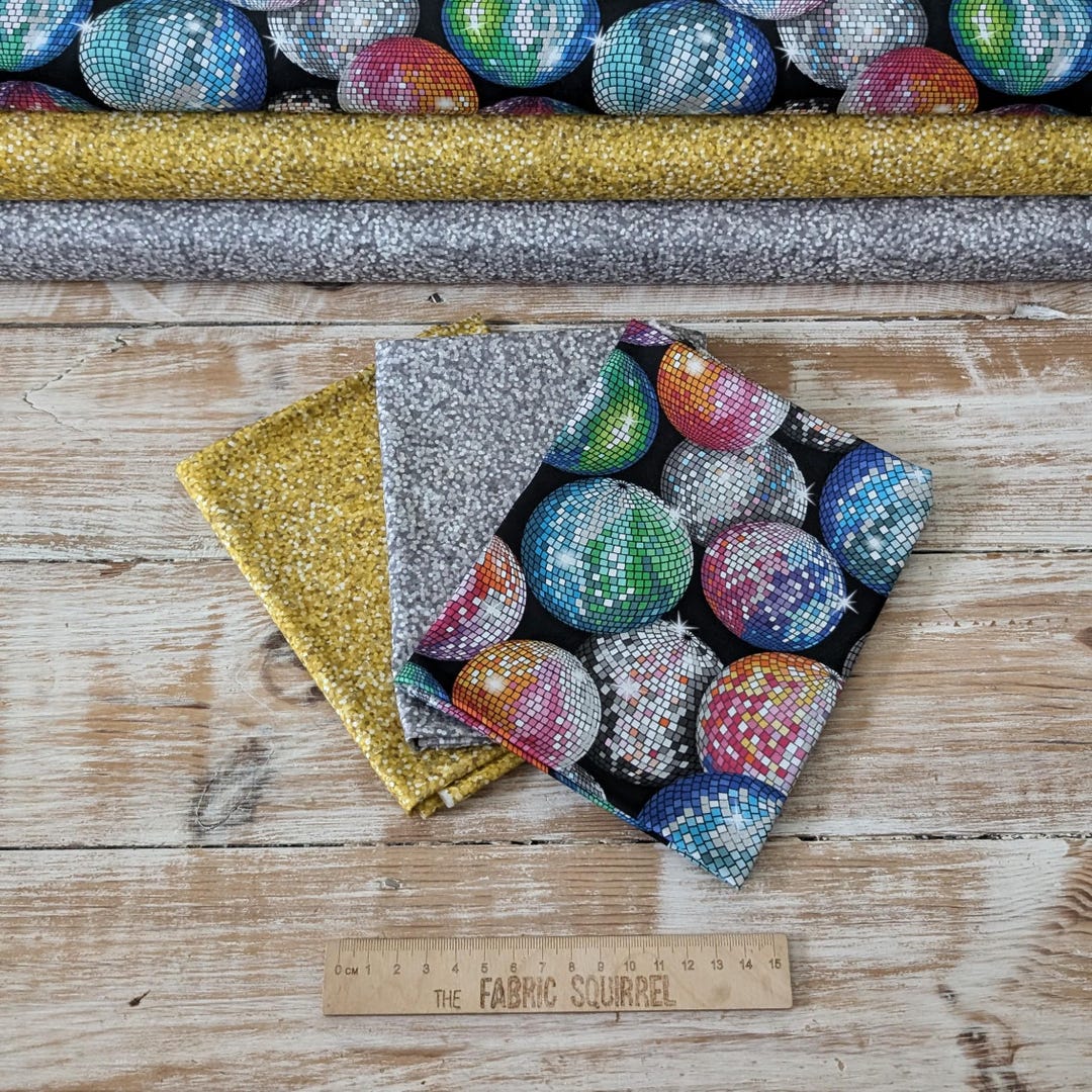 Disco Balls and Glitter Fabric - Lewis and Irene Cotton - Etsy