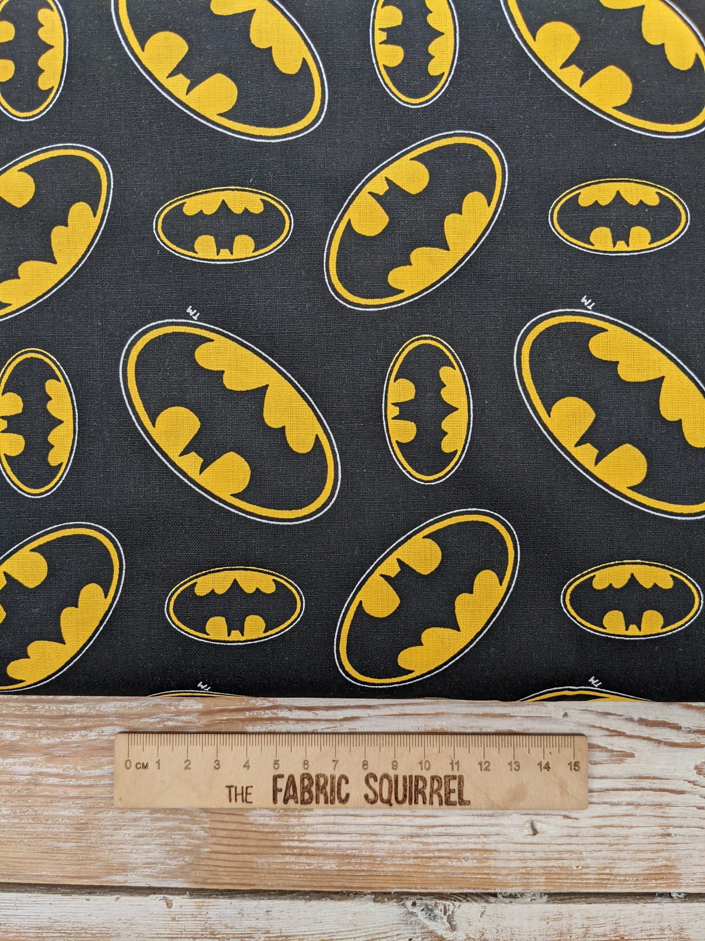 Batman Fabric - Black and Yellow Batman Logo Cotton Material - DC ...