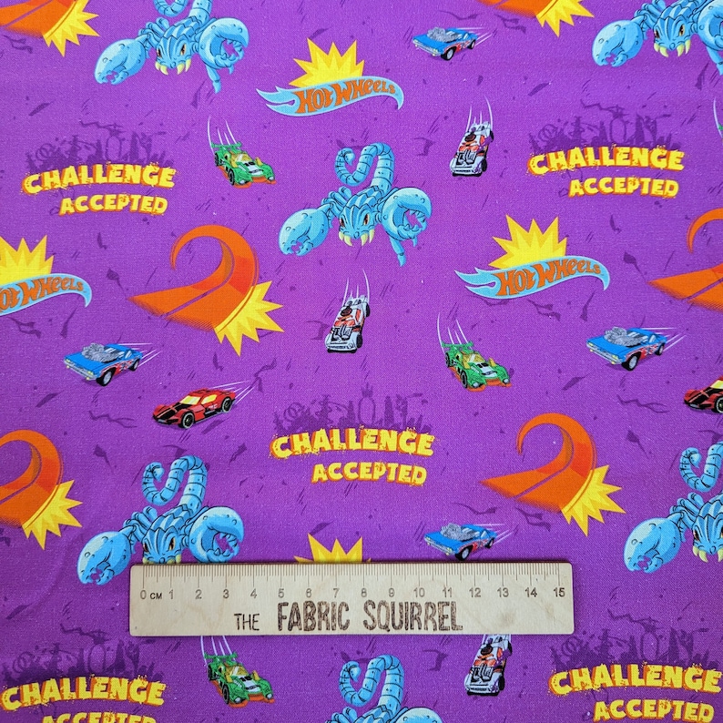 Hot Wheels Fabric - Toy Cars, Dinosaurs and Sharks Material - Colourful ...