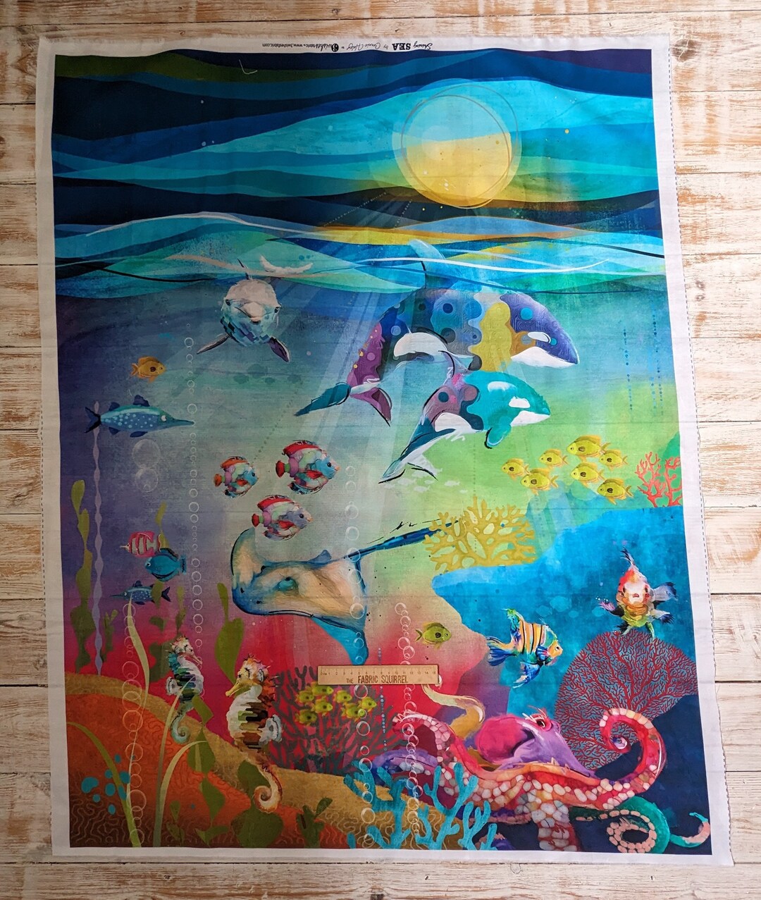 Underwater Fabric Panel – Orcas, Dolphins, Sea Life Cotton, 36x44 - Etsy